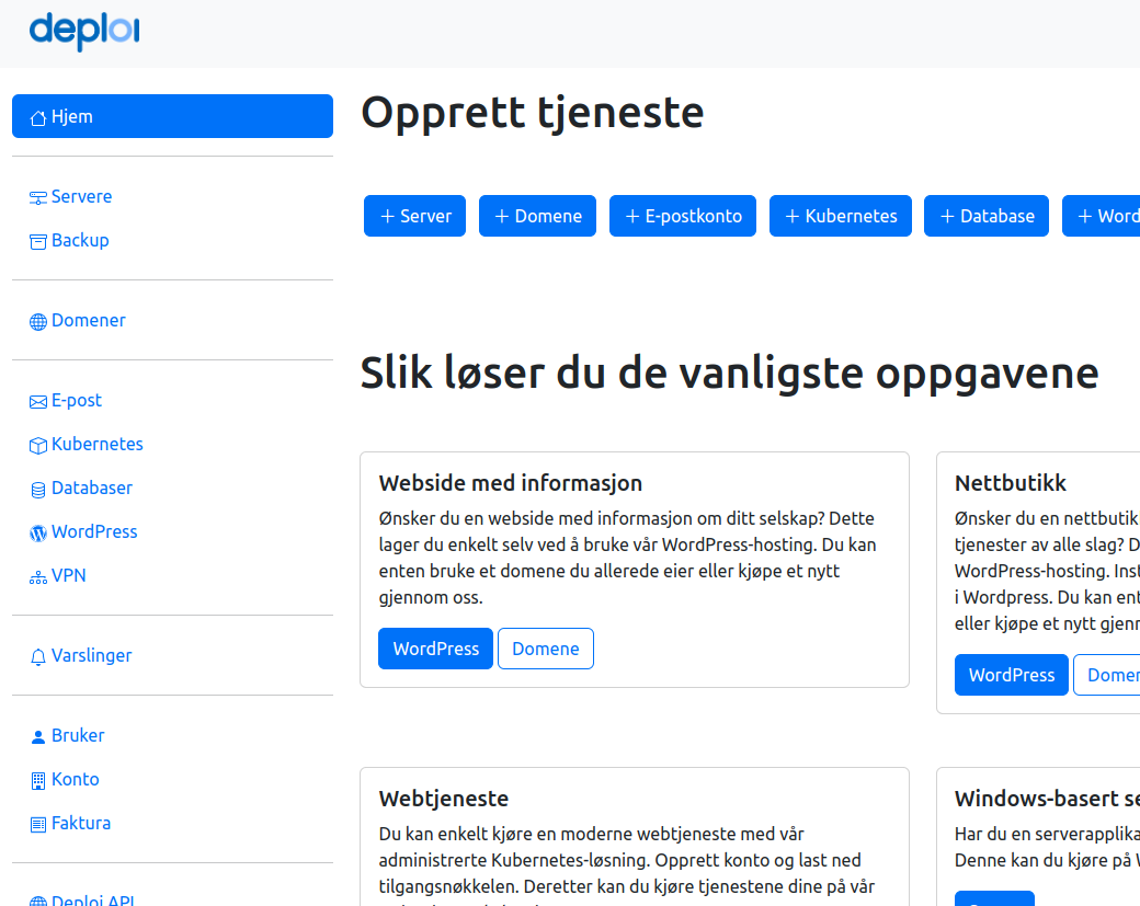 Nye egenskaper i kundepanelet - deploi.no
